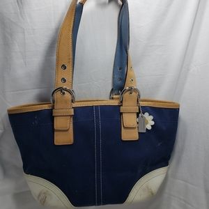 Coach | Bags | A9623 Coach 4423 Canvas Leather Blue White | Poshmark
